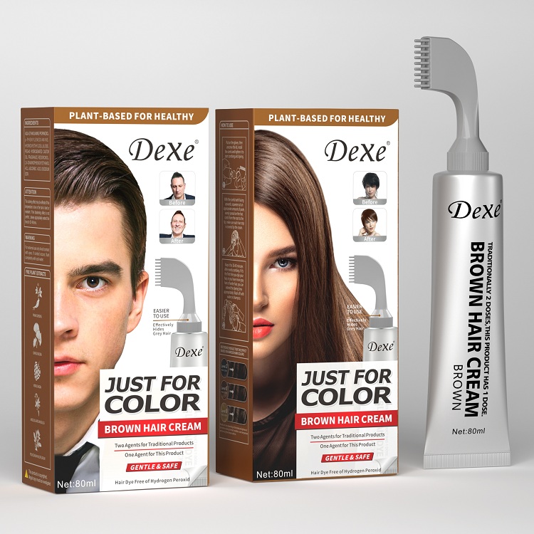 Dexe Brown Hair Cream 80ml - Black Hair Shampoo | Hair Building Fibers ...