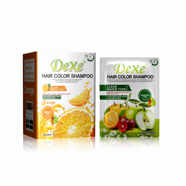 Dexe Apple Cherry Orange Hair Color Shampoo sahcet 25ml*10 - Black Hair ...