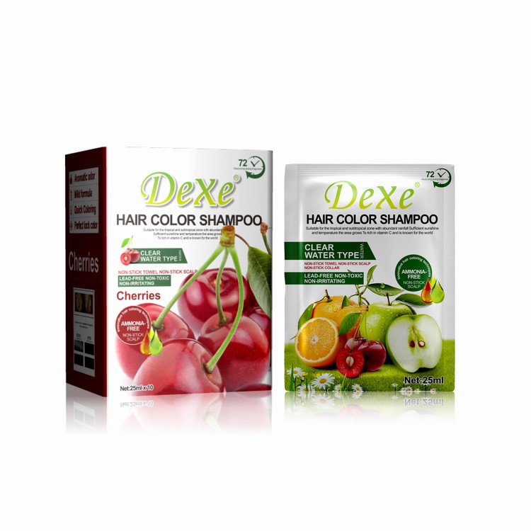 Dexe Apple Cherry Orange Hair Color Shampoo sahcet 25ml*10 - Black Hair ...