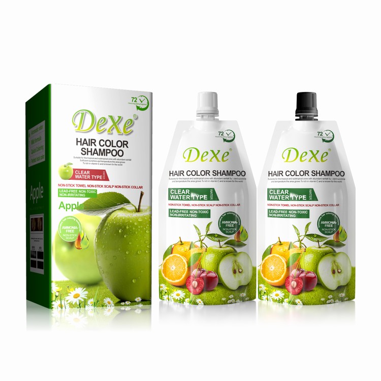 Dexe Apple Cherry Orange Hair Color Shampoo 500ml+500ml - Black Hair ...